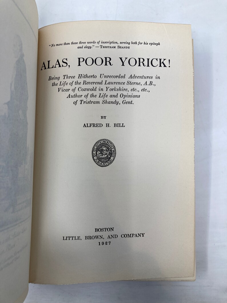 Allas, Poor Yorrick by Alfred H. Bill Hardcover 1st 1st Very Good 1927 ...