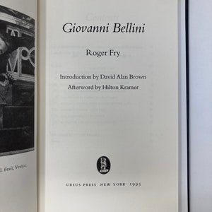 Giovanni Bellini (artist's Library, No. 2.) by Roger Eliot Fry HC First ...