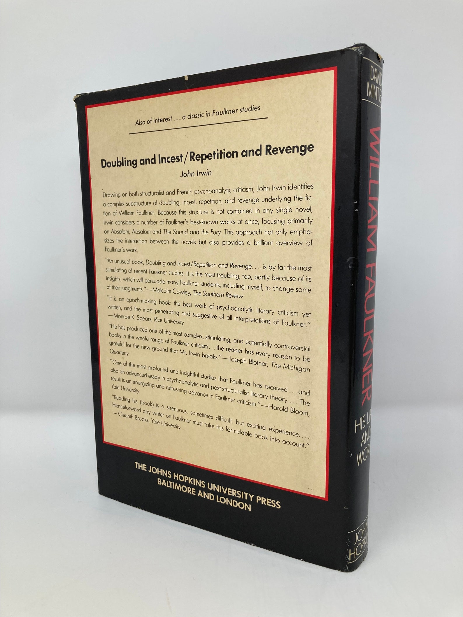 William Faulkner: His Life and Work by Professor David Minter HC ...