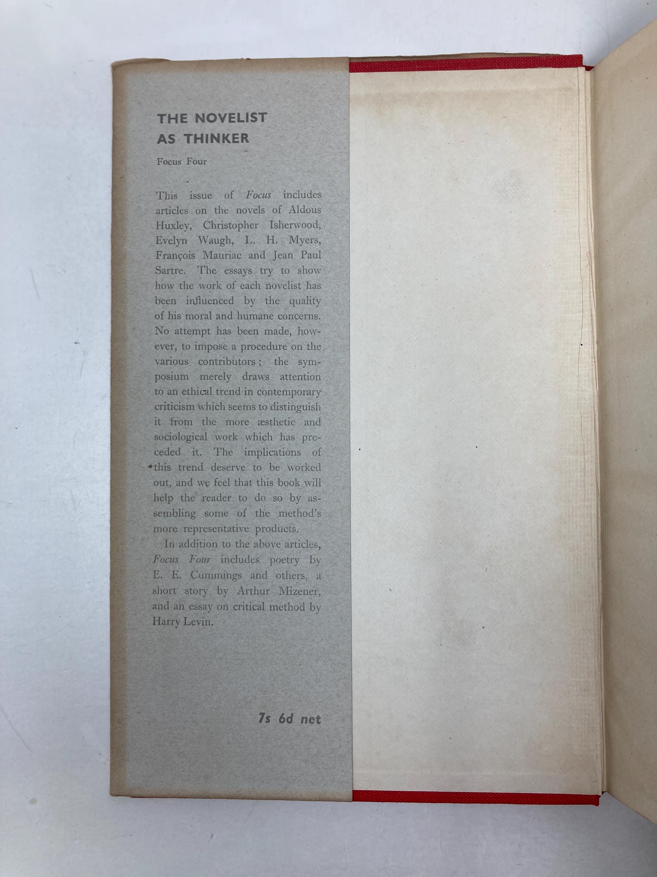The Novelist as Thinker by B. Rajan HC 1st First Hardcover Very Good VG ...