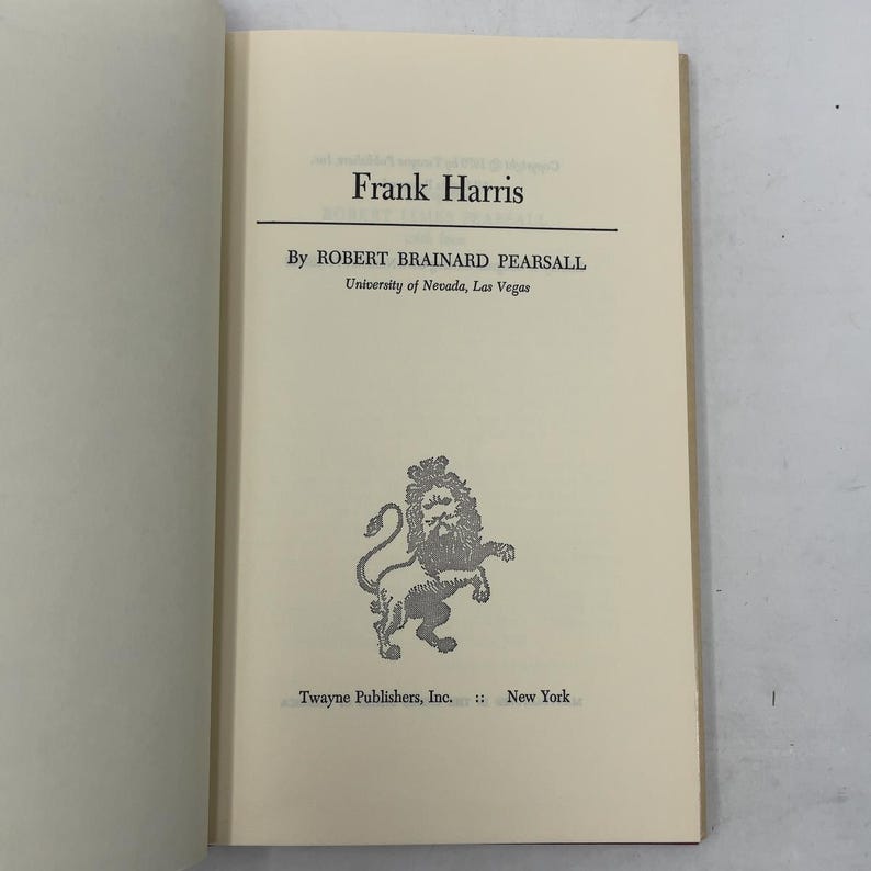 Frank Harris (twayne's English Author Series) by Robert Brainard ...