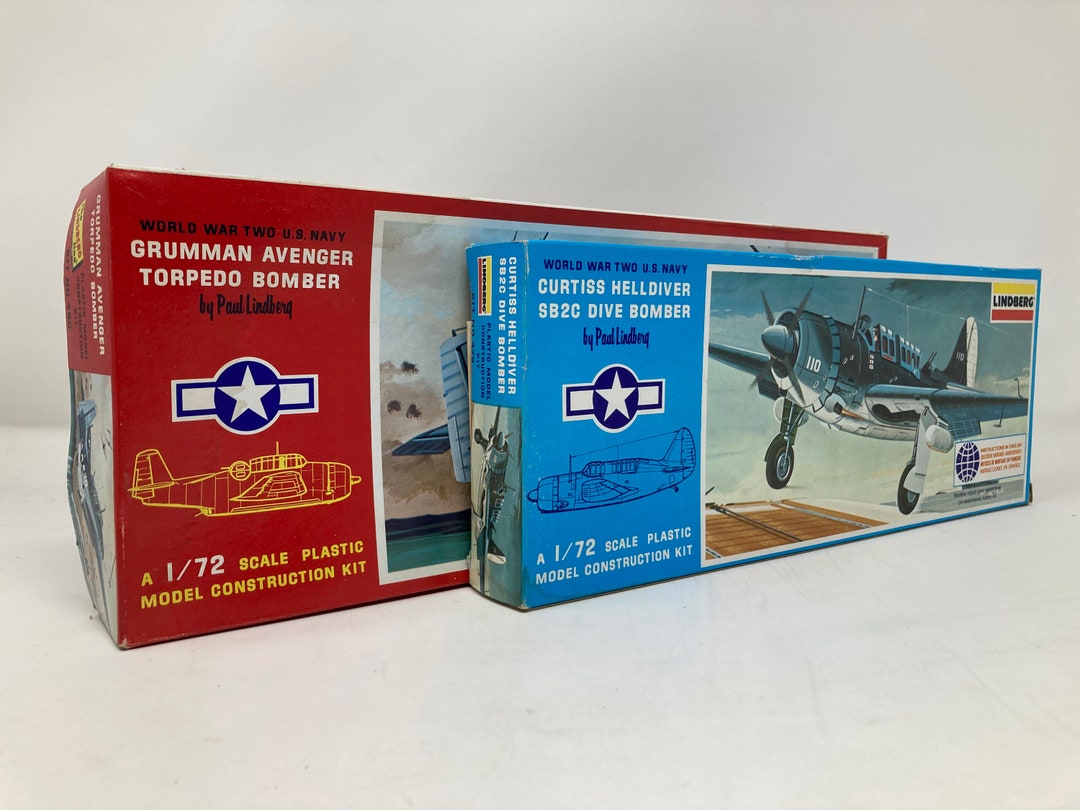 Set of 2 Lindberg Line 1/72 Scale Model Airplane Kits curtiss Helldiver ...