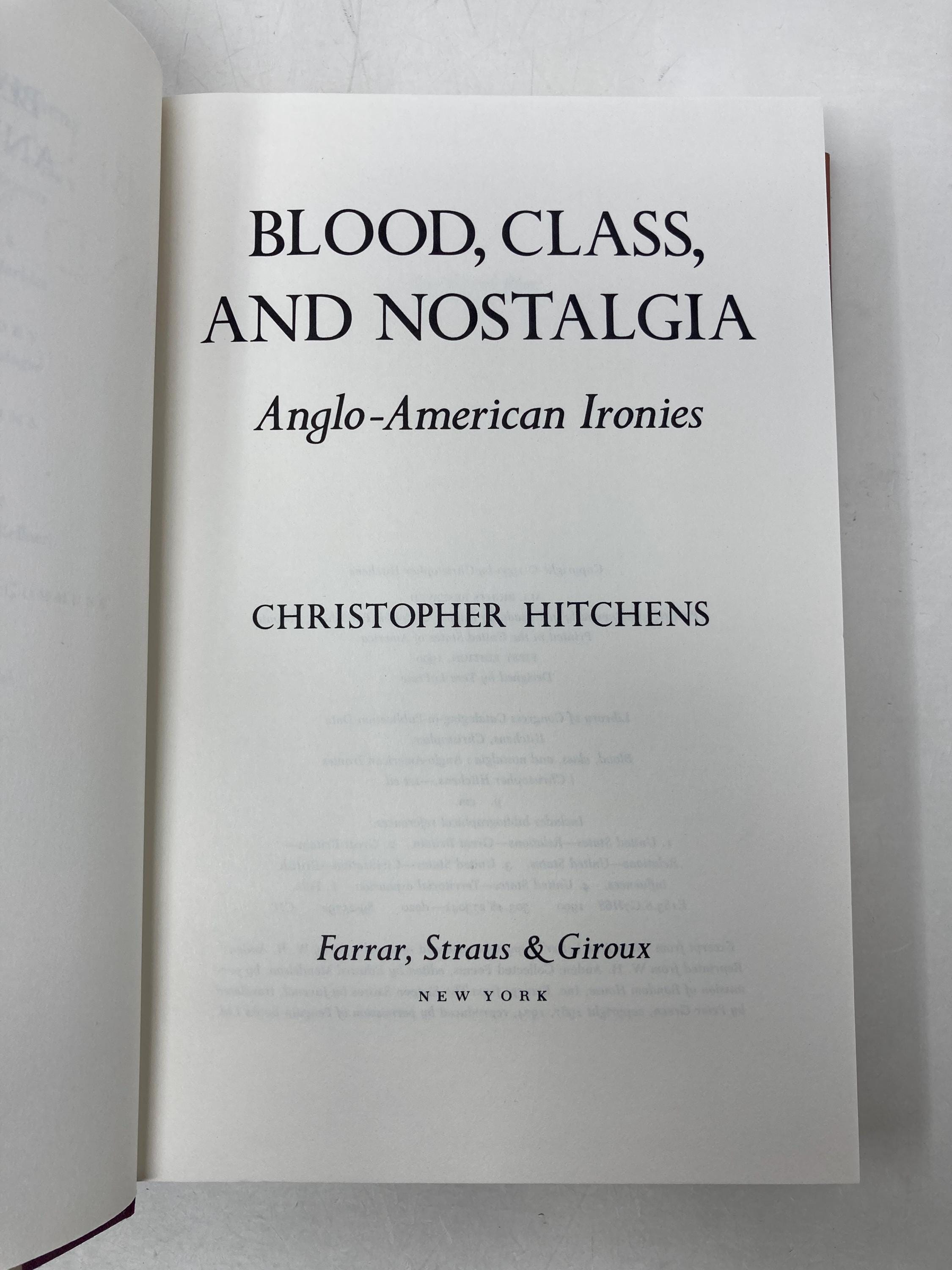 Blood Class and Nostalg by Christopher Hitchens HC Hardcover First 1st ...
