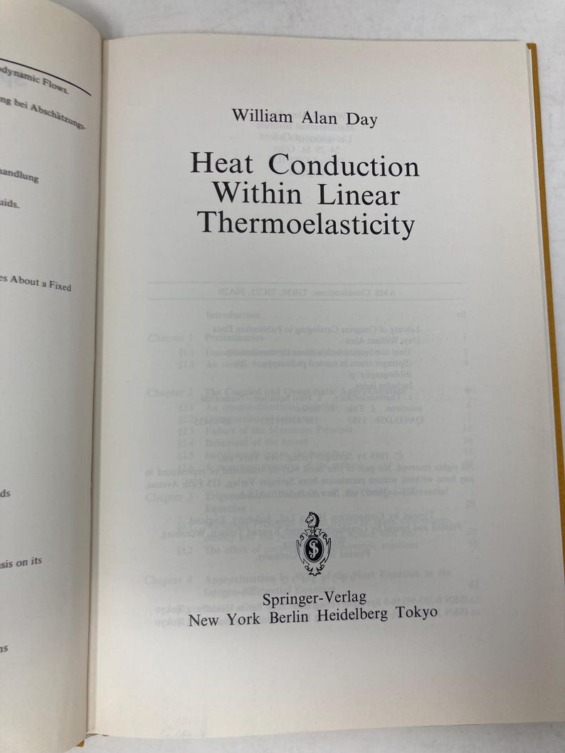 Heat Conduction Within Linear Thermoelasticity by William A. Day HC ...