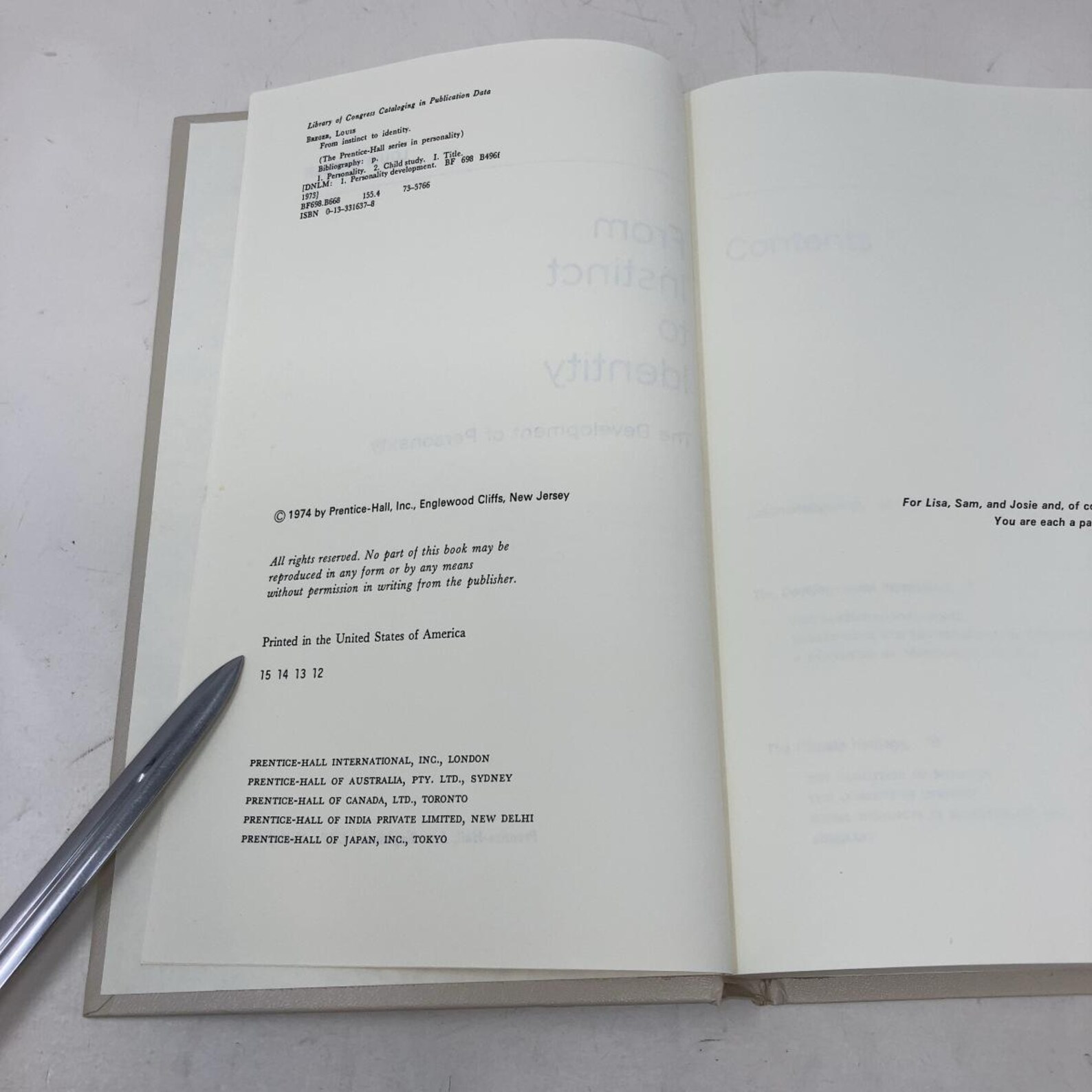 From Instinct to Identity by Louis Breger HC First Edition Hardcover ...