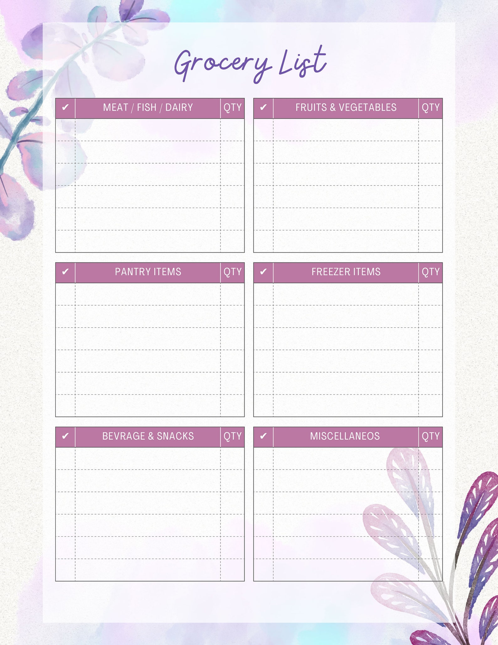 Printable Meal Planner With Inventory, Recipe and Grocery Sheets - Etsy