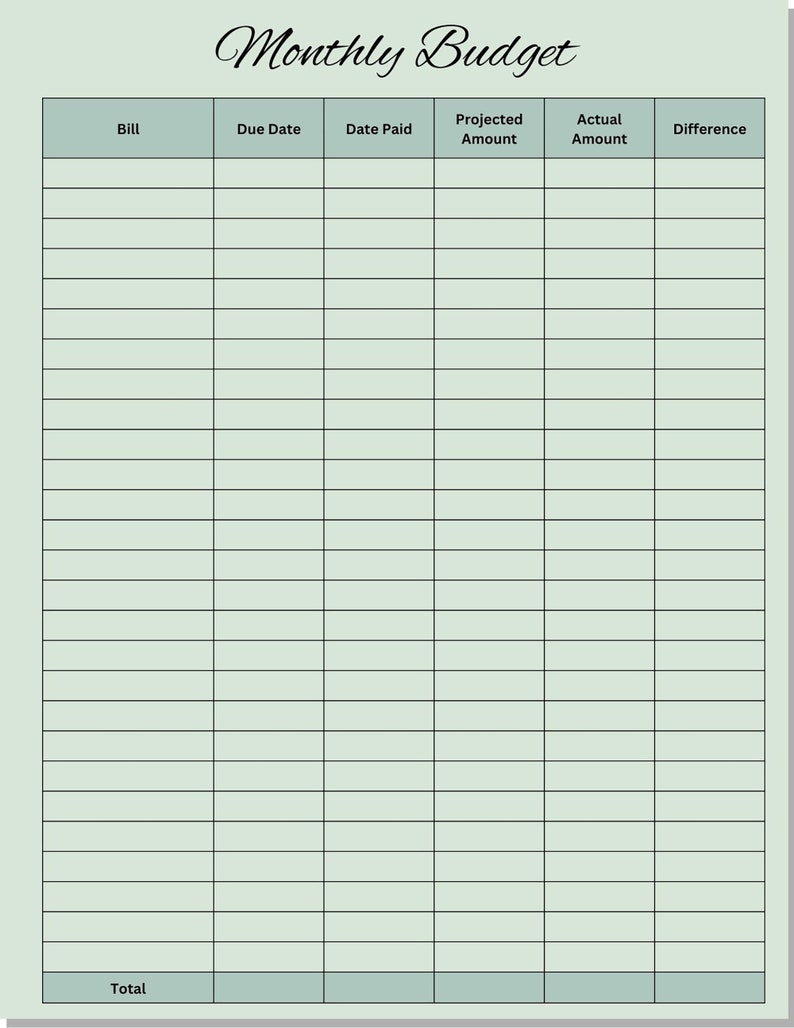 Printable Simple Budget Tracker - Etsy