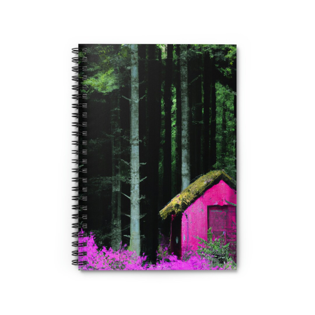 Ai-generated Pink Hut Forest Artwork Lined Spiral Notebook - Etsy