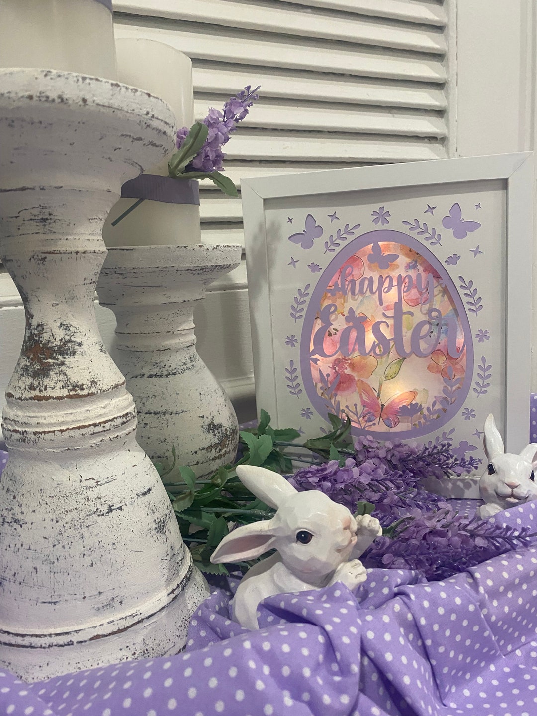 3d/led/easter/bunny/shadowbox/frame/home Decor/wall Decor/ Happy Easter ...