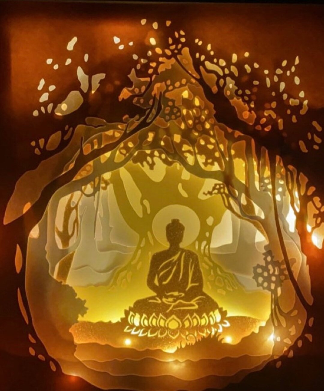 3D LED Buddha Light up Shadowbox - Etsy