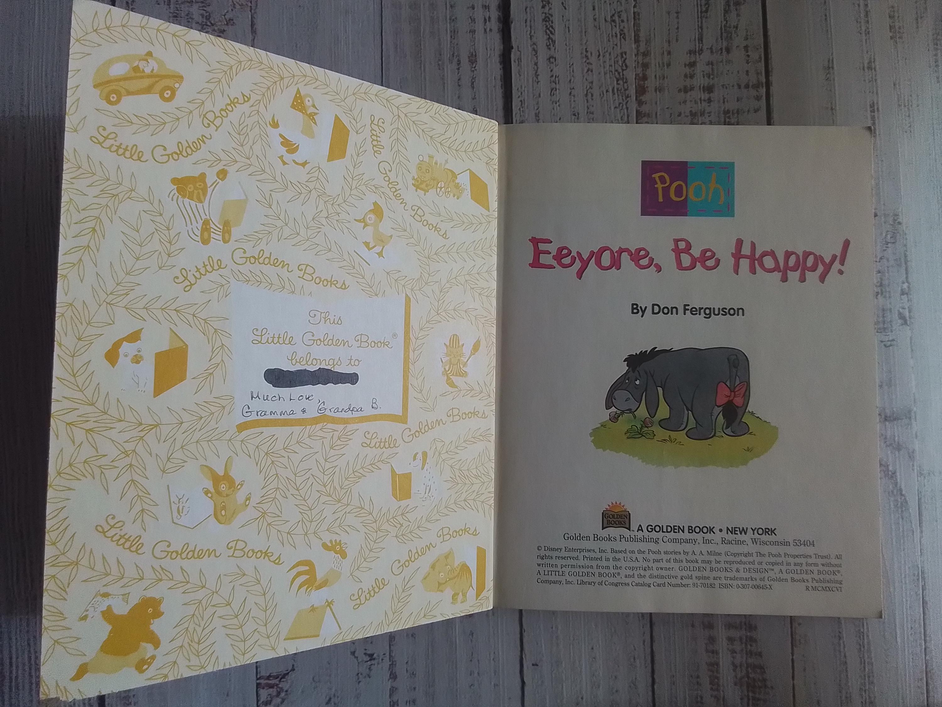 Winnie the Pooh Eeyore Be Happy Little Golden Book / Eeyore Donkey Book / Vintage Winnie the ...