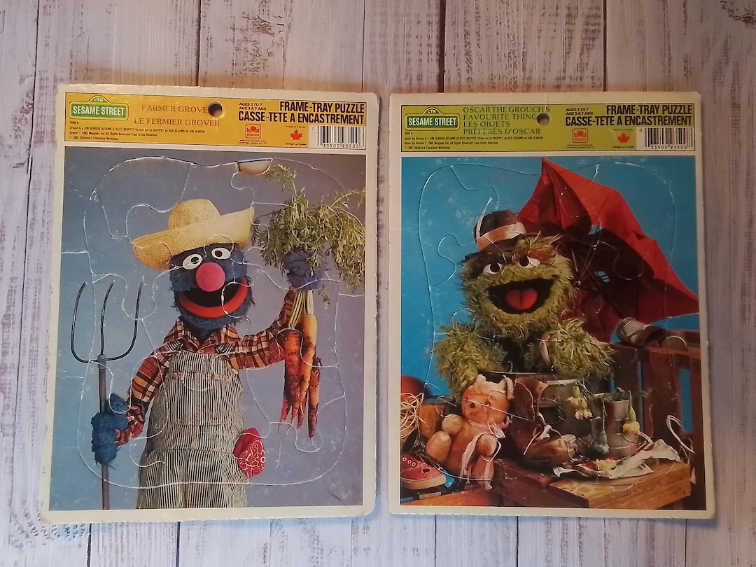 Vintage Sesame Street Puzzles/ Vintage Grover Puzzle/ Vintage Oscar ...