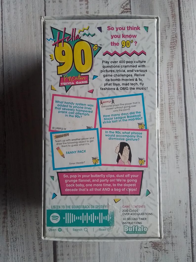 Vintage 90's Pop Culture Trivia Game / Vintage 90's Culture Party ...