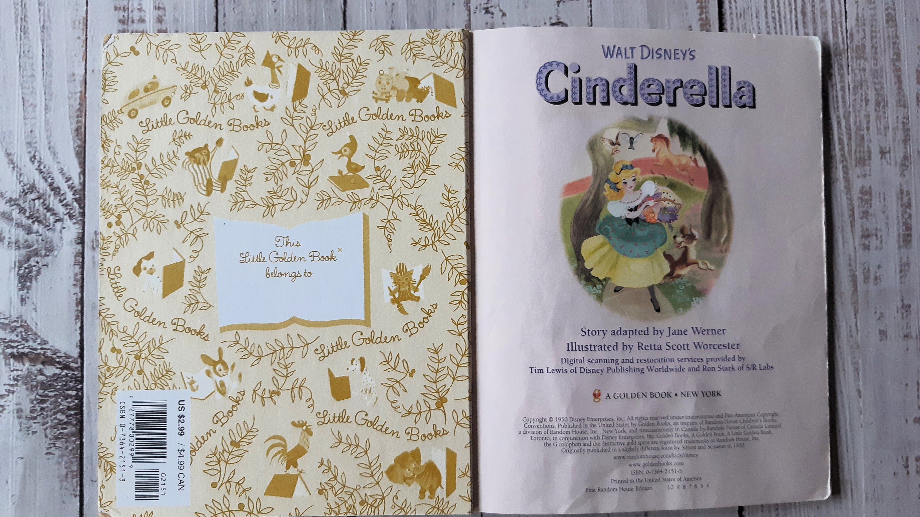 Vintage Walt Disney Cinderella Little Golden Book/ Vintage Original ...