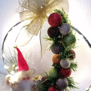 Christmas Arrangement, Ring Illuminated With Santa Claus on Tree Disc ...
