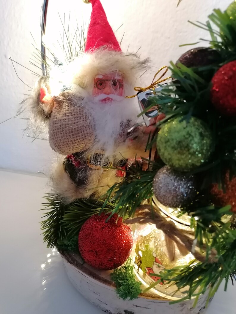 Christmas Arrangement, Ring Illuminated With Santa Claus on Tree Disc ...