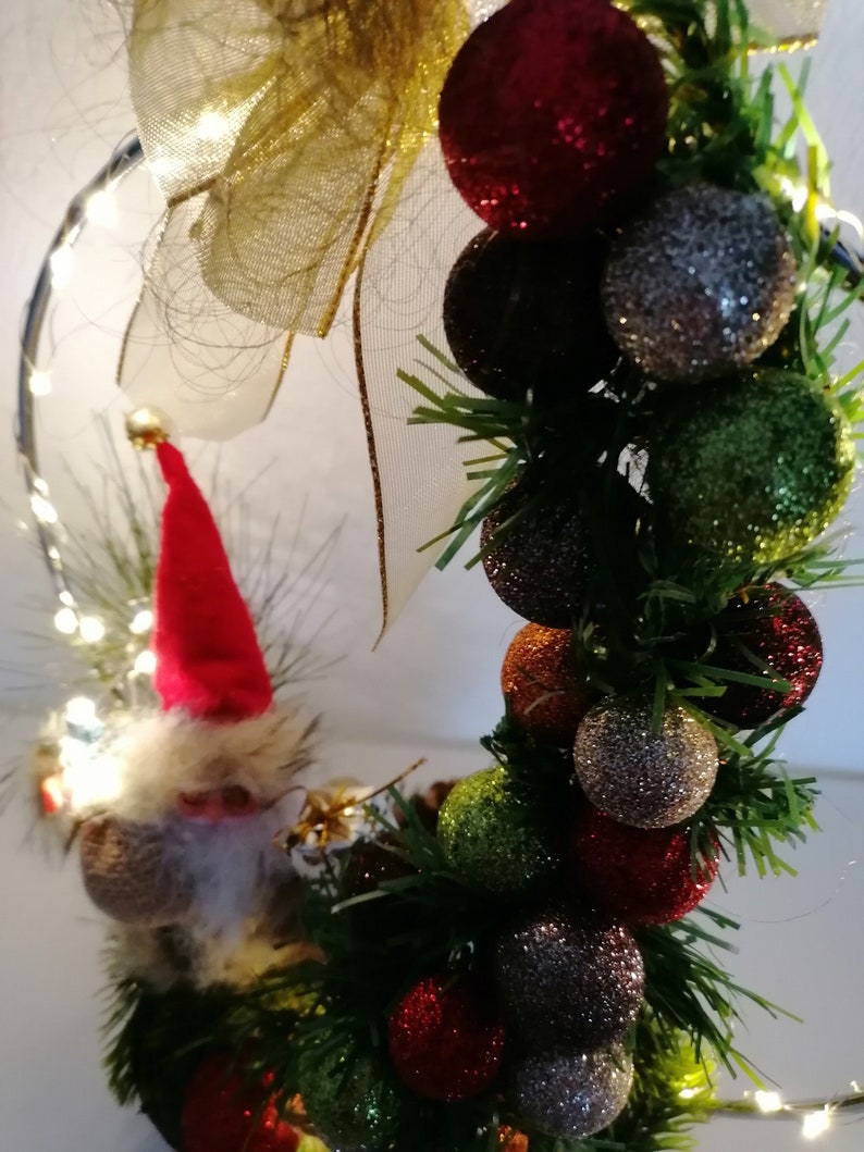 Christmas Arrangement, Ring Illuminated With Santa Claus on Tree Disc ...