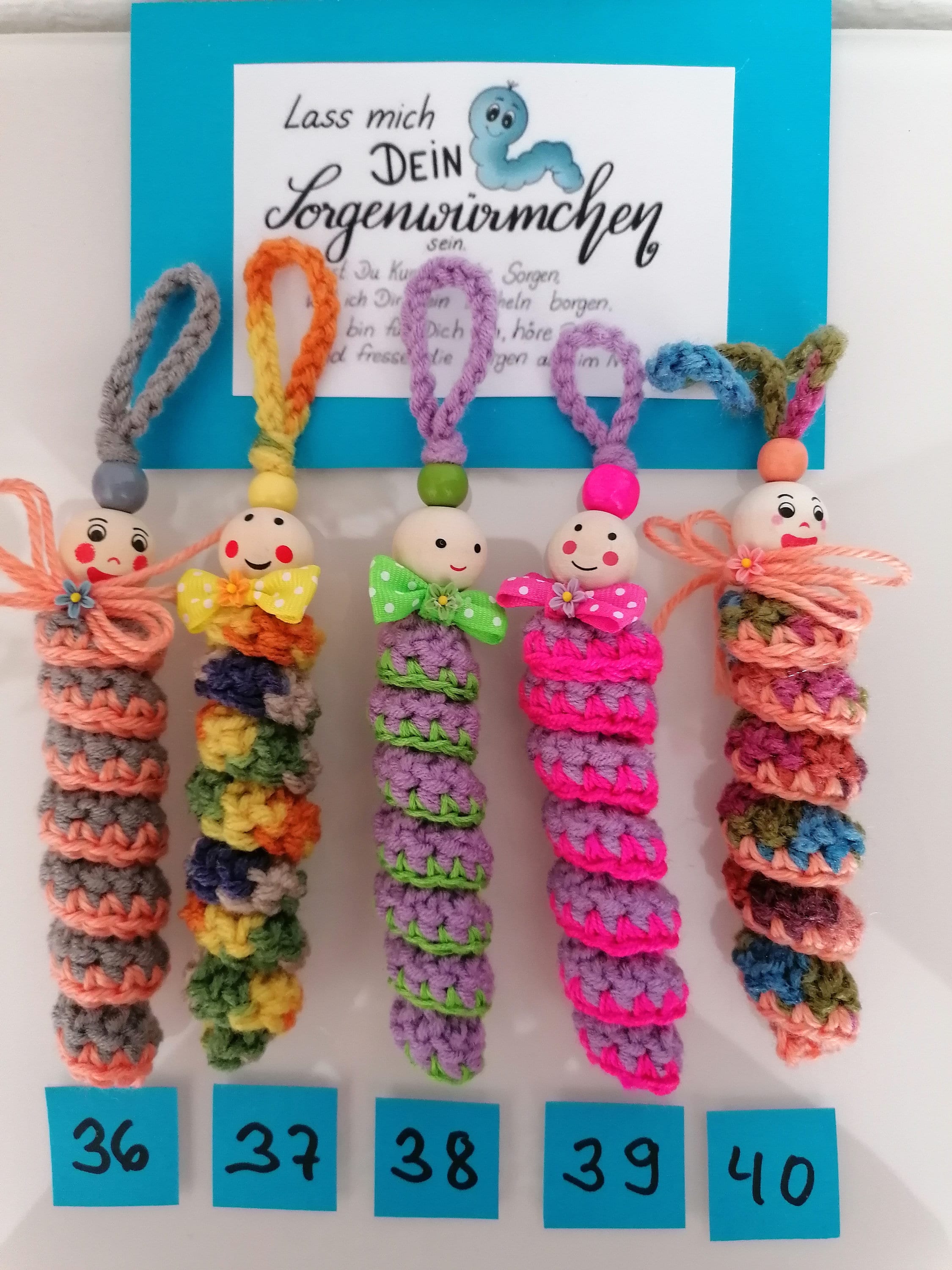 Lucky Worm, Worry Worm, Talisman, Crocheted Keyring. Please Specify ...