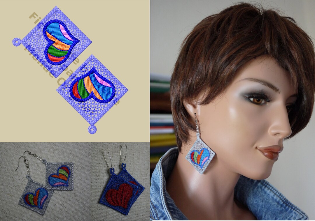 FSL Earrings Machine Embroidery Design, Machine Embroidery Files - Etsy