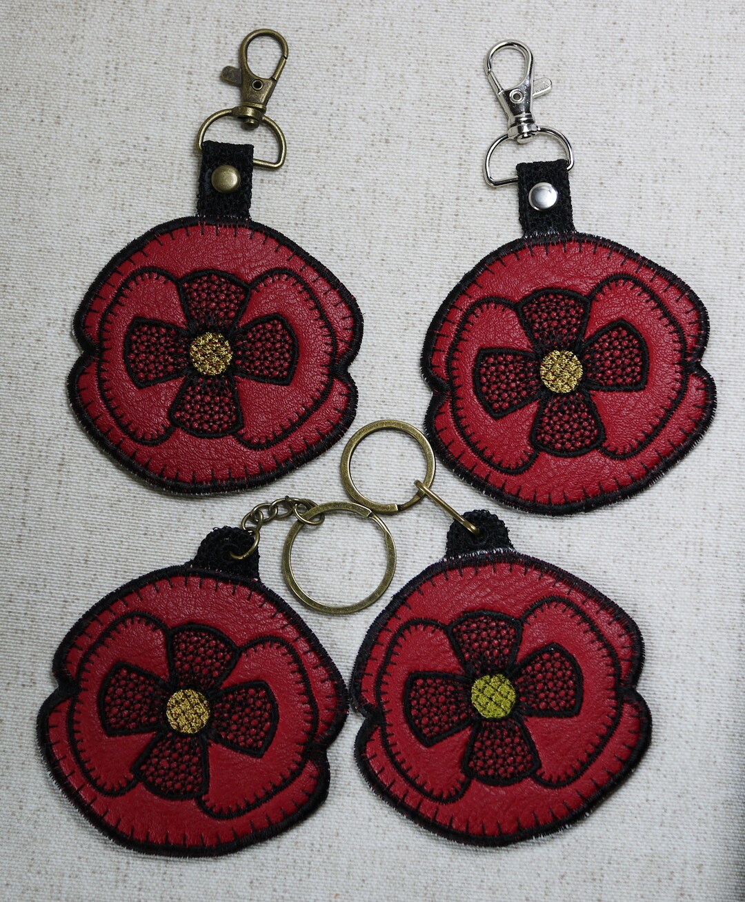 Poppy Key Ring ITH Embroidery - Etsy