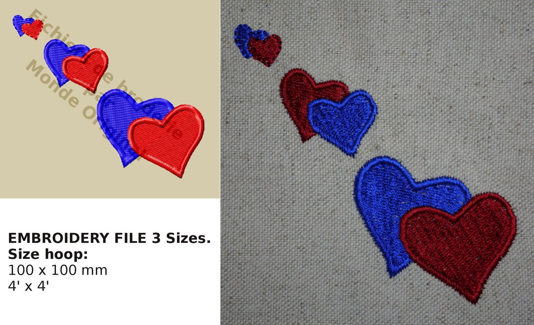 Small Machine Embroidery Design Hearts, Two Emboidery Hearts - Etsy