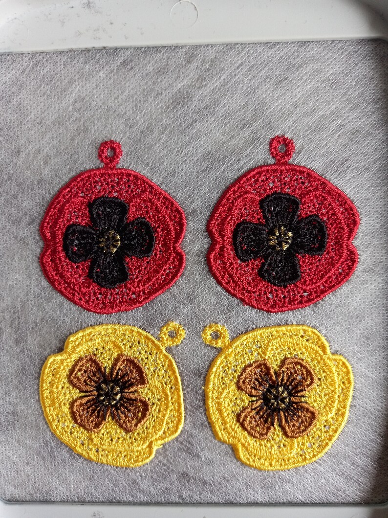 Set of FSL Machine Embroidery Designs Poppy Flower Earrings - Etsy