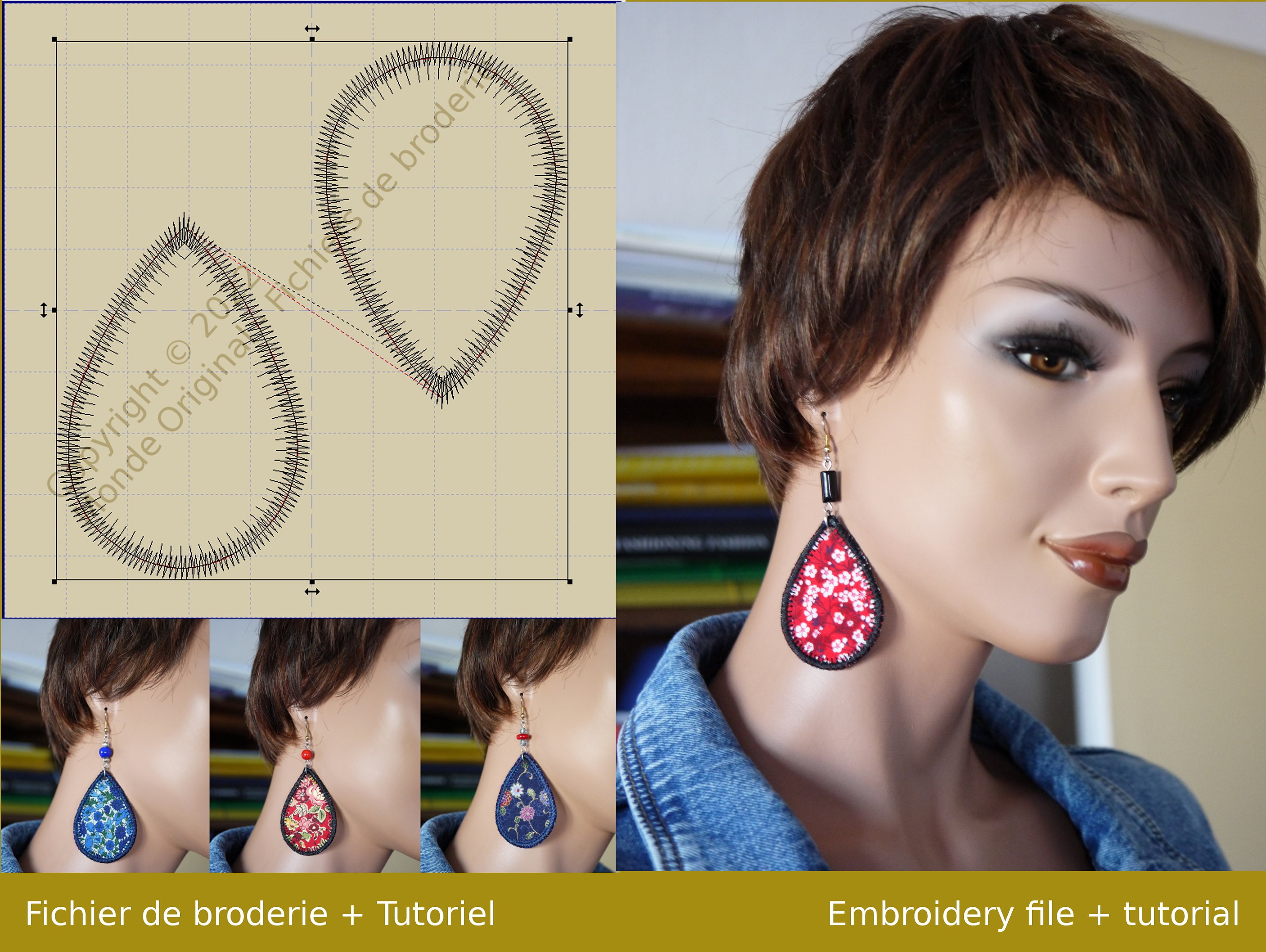 Drop Earrings Machine Embroidery Design, Machine Embroidery Files - Etsy