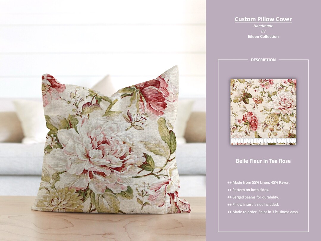 Belle Flour in Tea Rose; Watercolor Floral Flower Pink Ivory; Custom ...