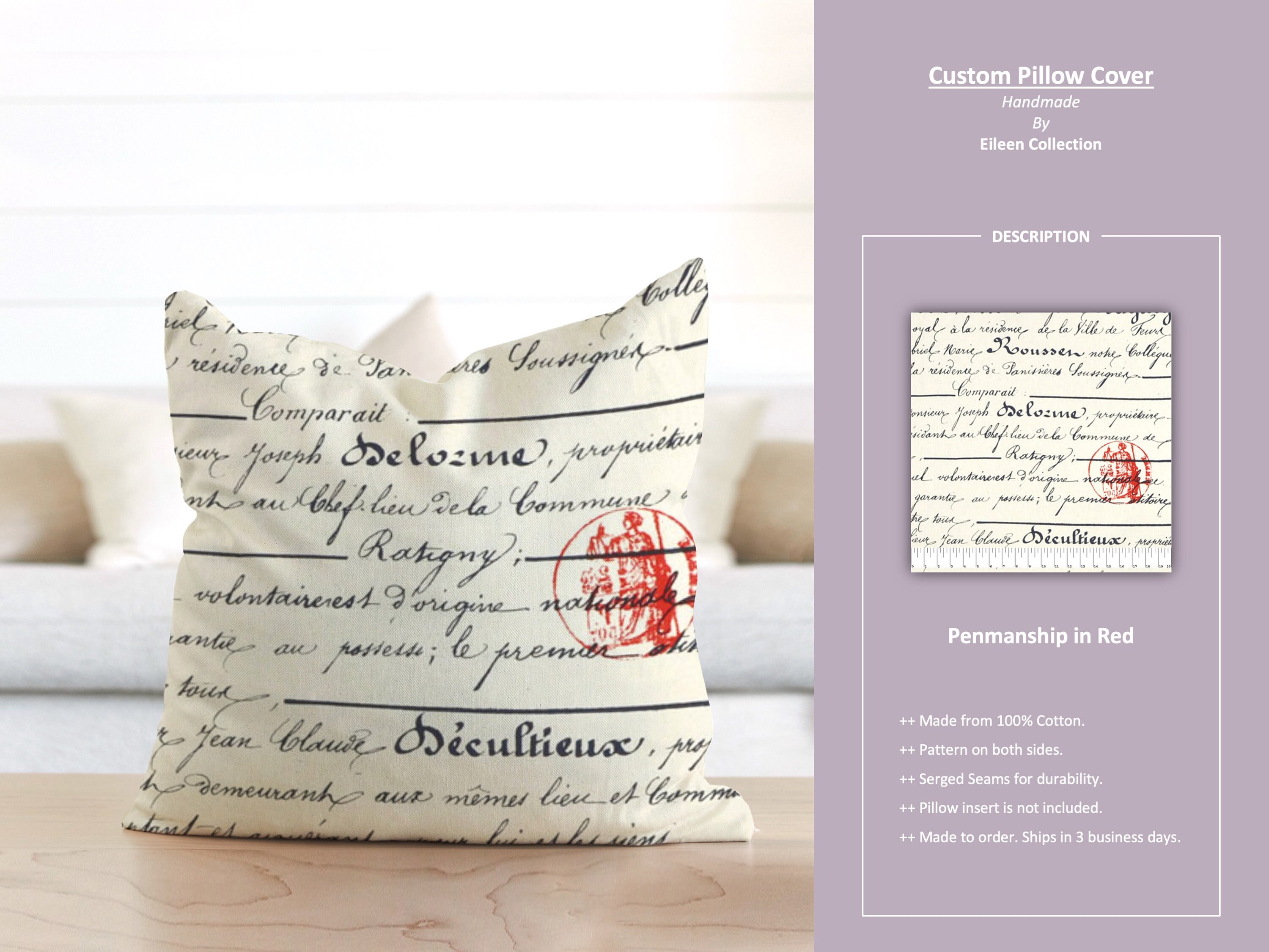 Penmanship in Red Old Letters Vintage Handwriting Script Stamp Toile ...