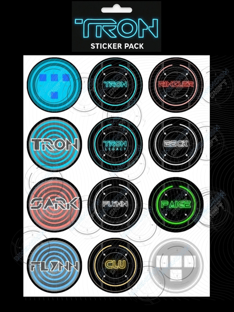Tron Identity Disc Stickers: Printable Neon Character Decals (digital ...