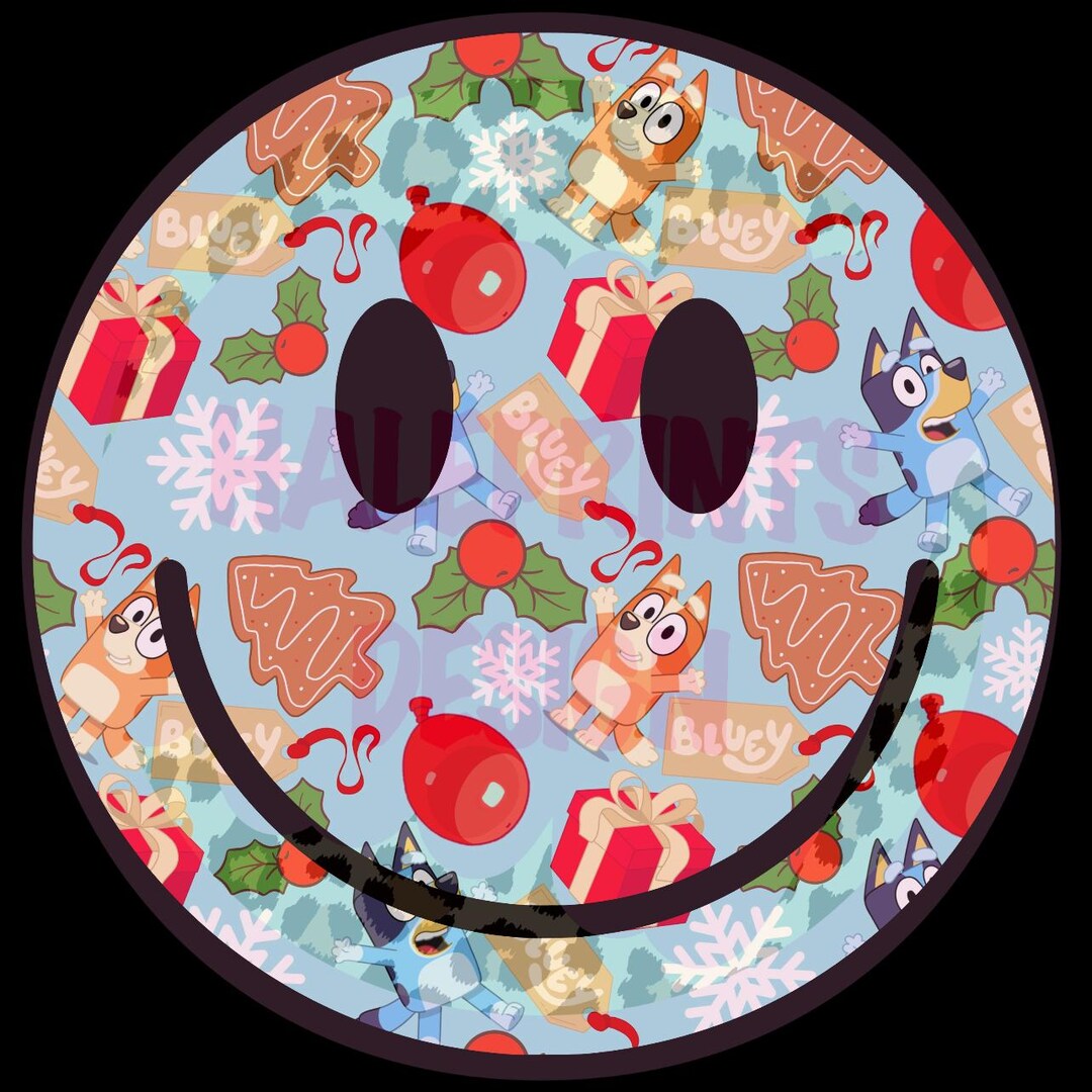 Bluey Christmas Smiley Png - Etsy