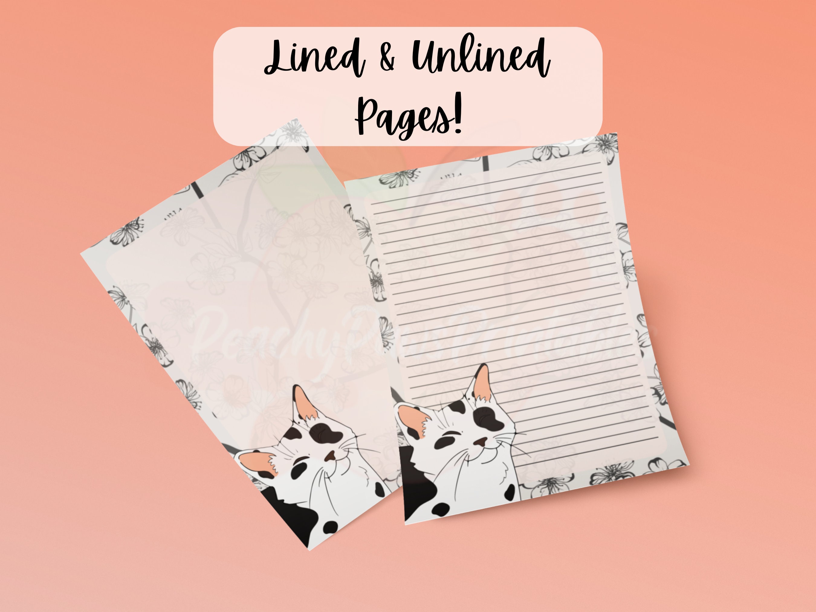 Cute Cow Print Cat Printable Stationery Printable Note Paper - Etsy