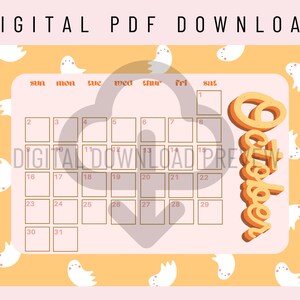 Pastel Halloween October Monthly Planner Calendar | Cute Ghost ...