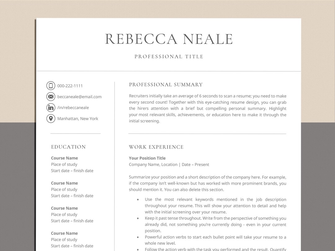 Resume Template Google Docs, Teachers Resume, Student Resume ...