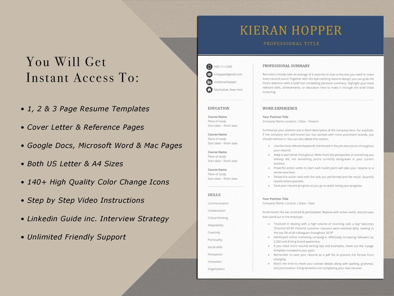 Resume Template Google Docs, Word, Pages, Executive, Teacher, Manager ...