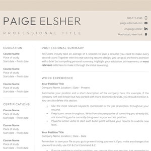 One Page Resume Template Google Docs, Word Resume, Apple Pages, Google ...