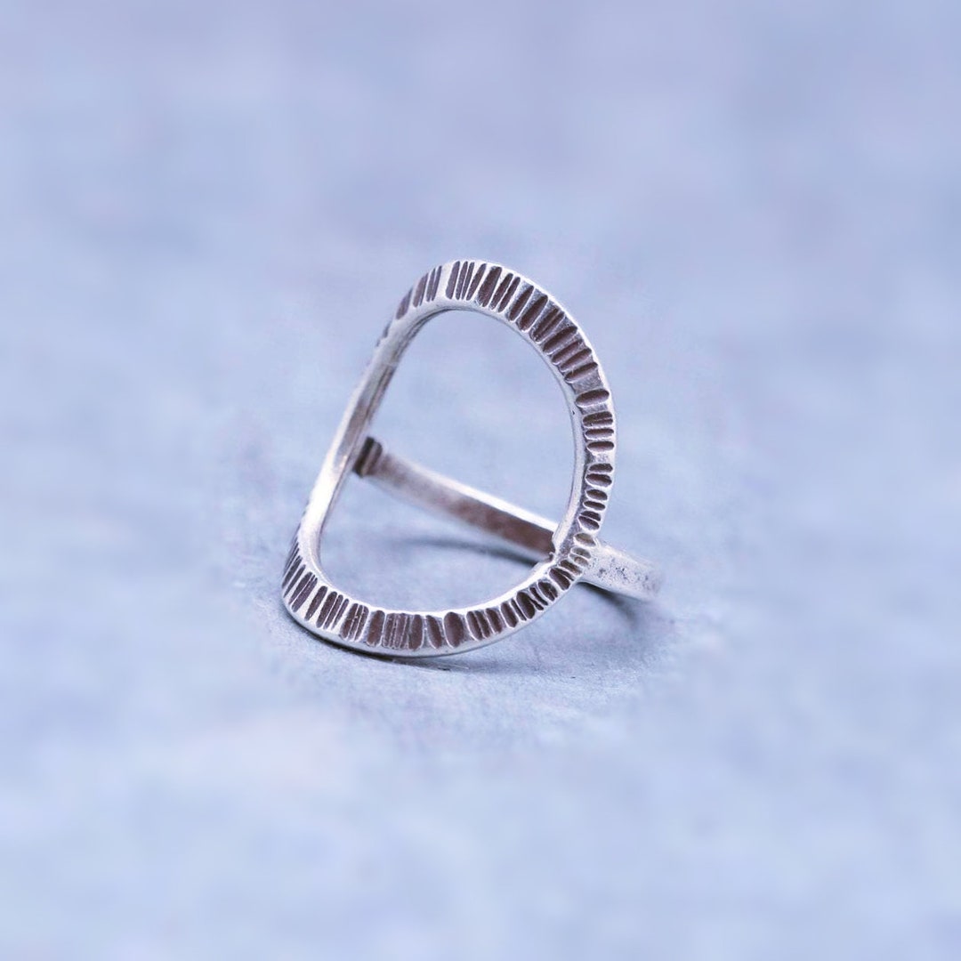Sterling Silver Oval Ring, Silver Oval Circle Ring, Handmade Ring ...