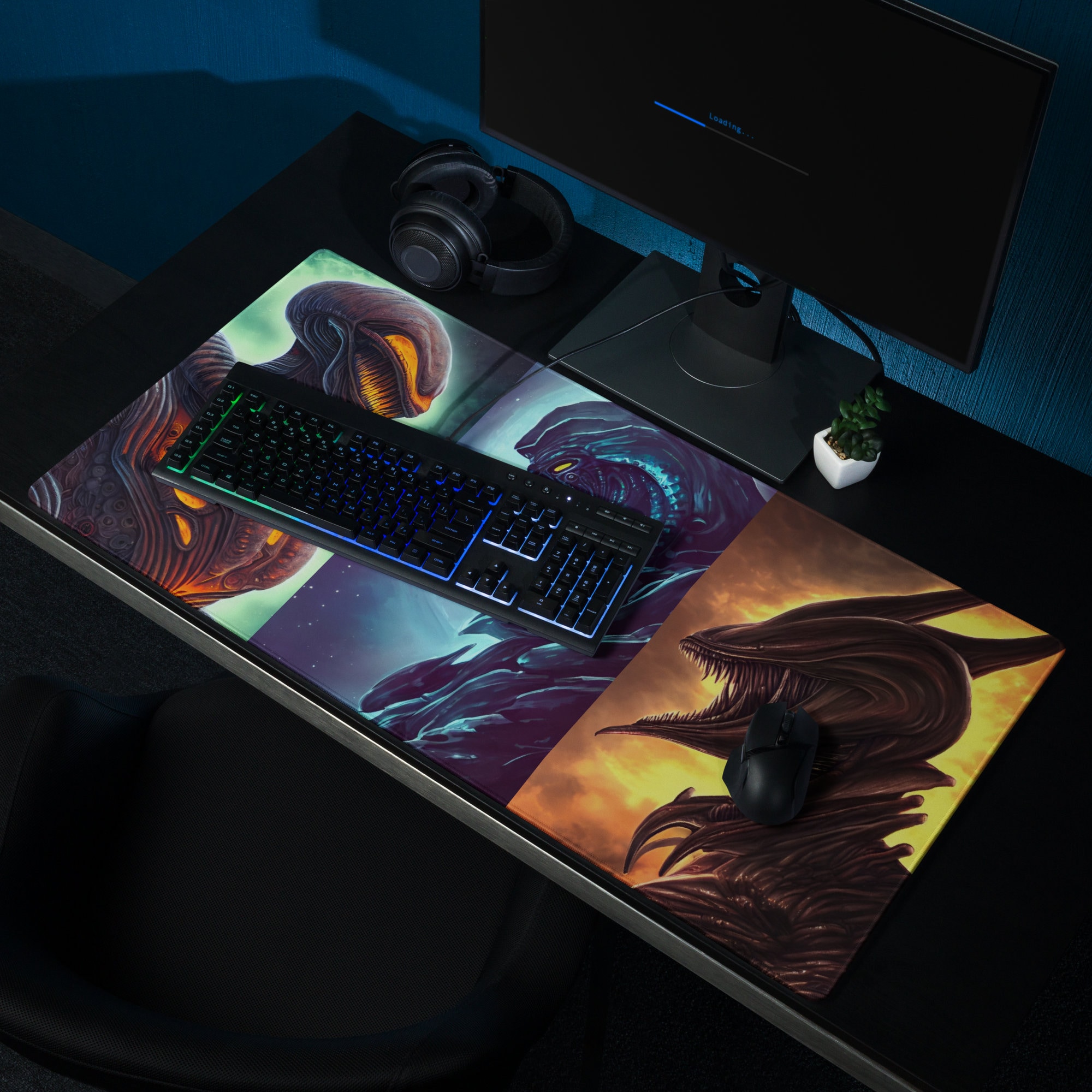 Sinister Aliens Gaming Mouse Pad | Extra Large - 18'' X 36'' | Fantasy ...