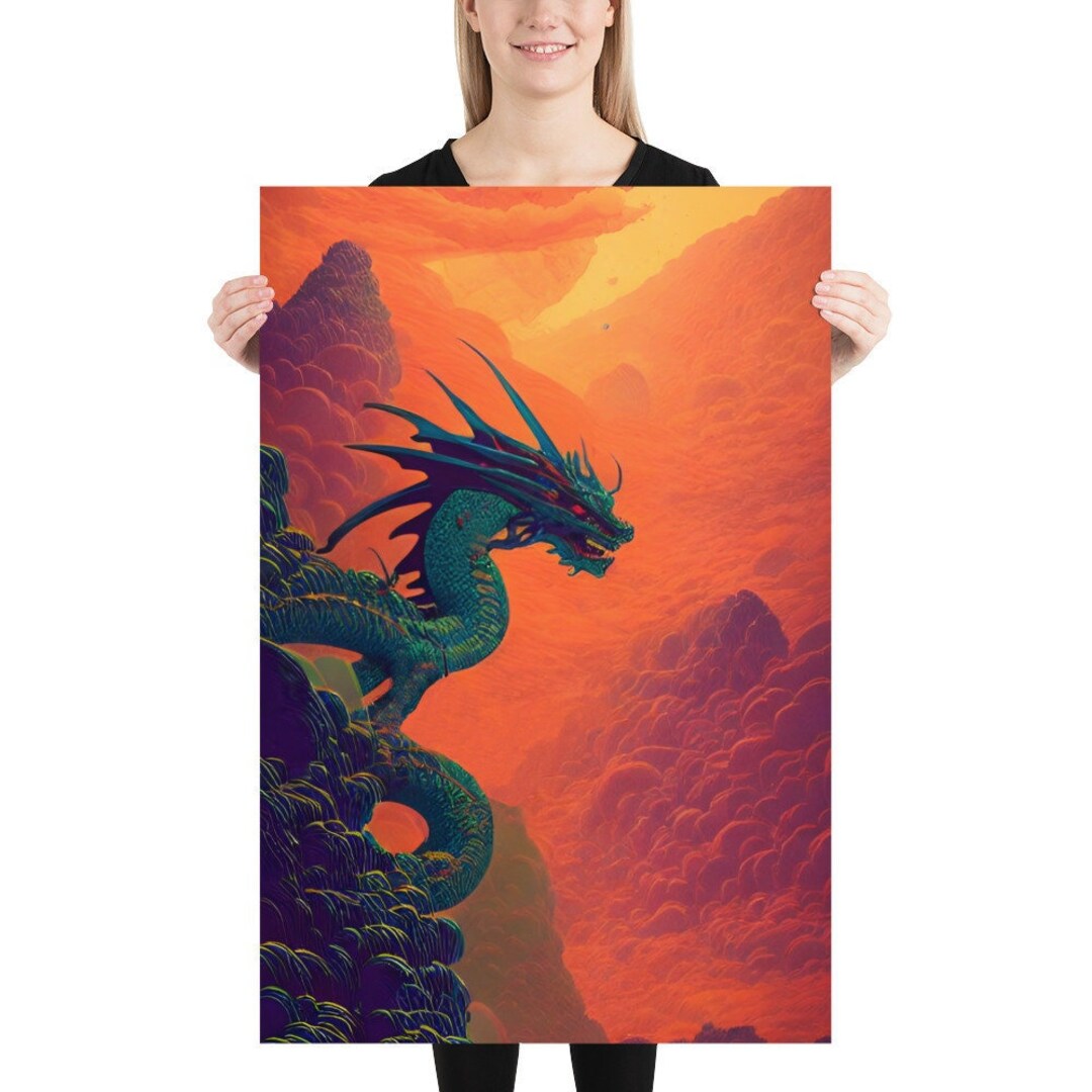 Mystic Cliff Dragon Poster | Fantasy & Sci-fi Art | Tons of Size ...