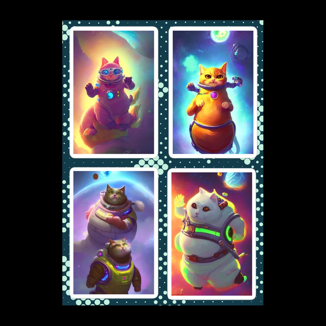 Space Cats Sticker Sheet | Cat Lovers | Great for Kids | Includes 4 ...
