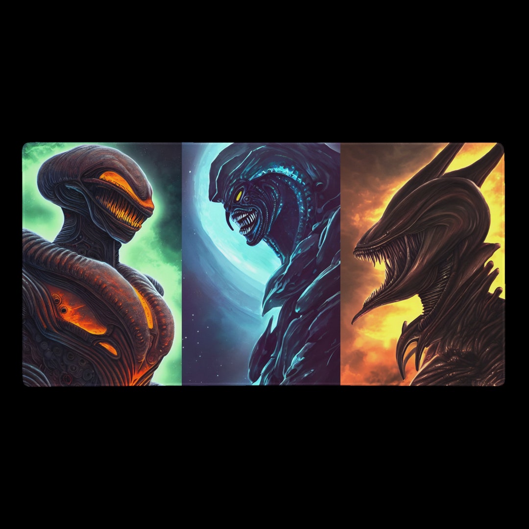 Sinister Aliens Gaming Mouse Pad | Extra Large - 18'' X 36'' | Fantasy ...