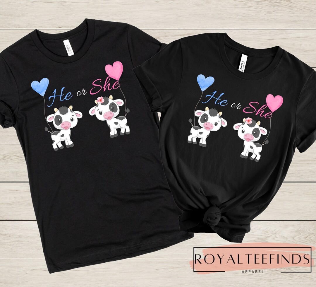Baby Cow Gender Reveal Shirt Cow Baby Shower Shirt Farm Animal Gender ...
