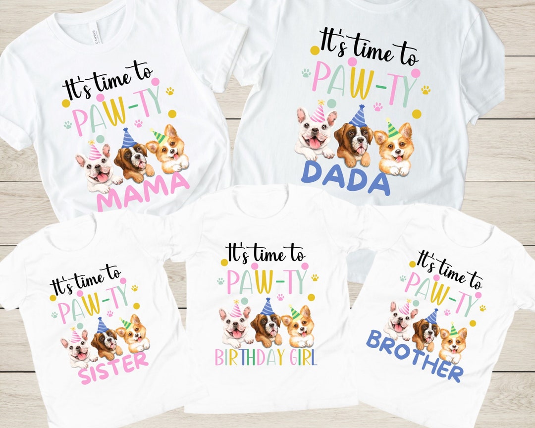 Pawty Time Shirt Dog Birthday Party Tshirts Puppy Birthday Party Animal ...
