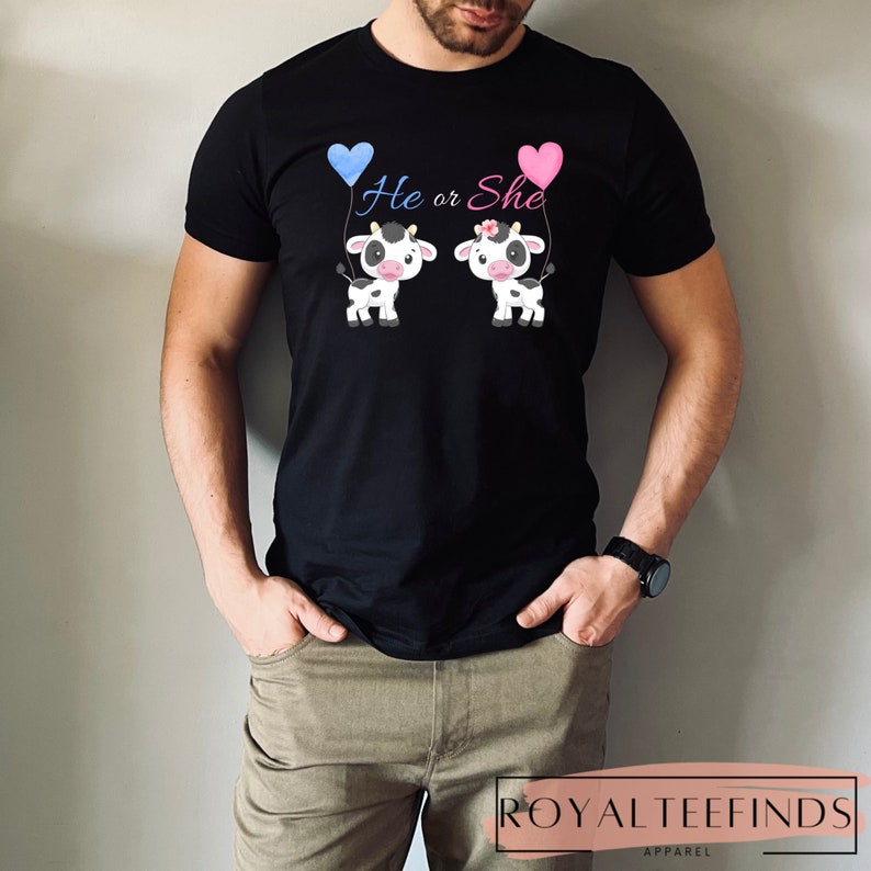 Baby Cow Gender Reveal Shirt Cow Baby Shower Shirt Farm Animal Gender ...