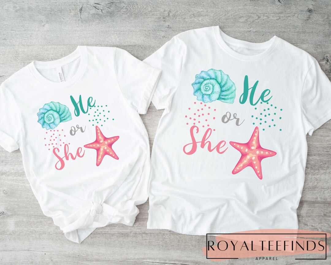 Beach Gender Reveal Shirt Sea Shell Gender Reveal Pink Blue Gender ...