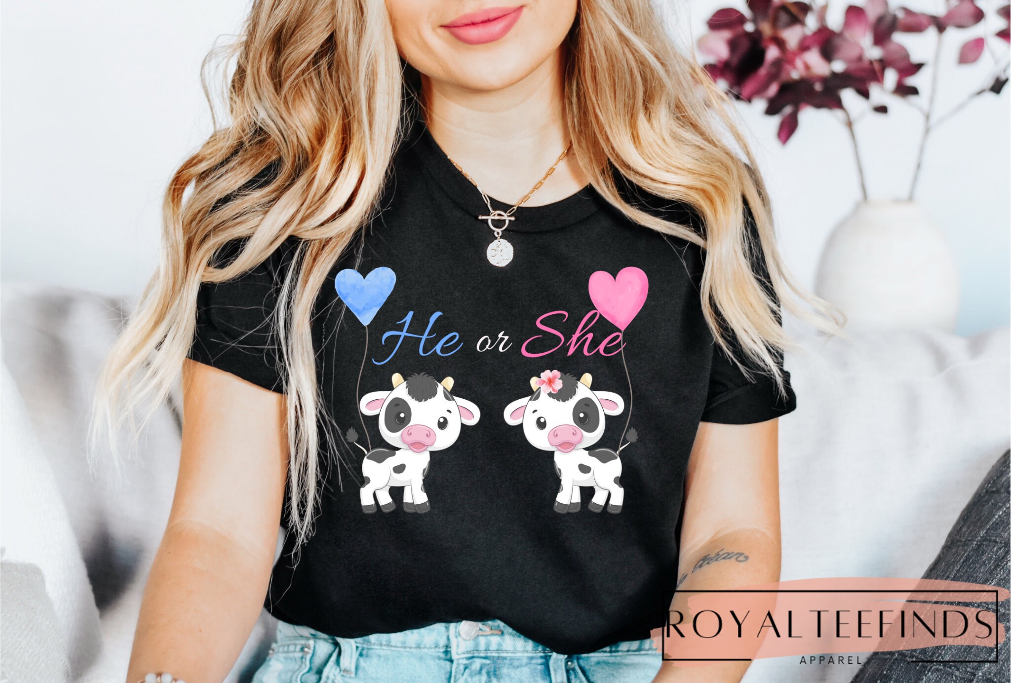 Baby Cow Gender Reveal Shirt Cow Baby Shower Shirt Farm Animal Gender ...