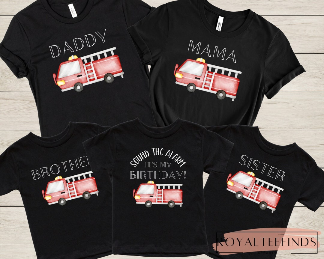 Fire Truck Birthday Shirt Fireman Birthday Tshirt Sound the Alarm Shirt ...