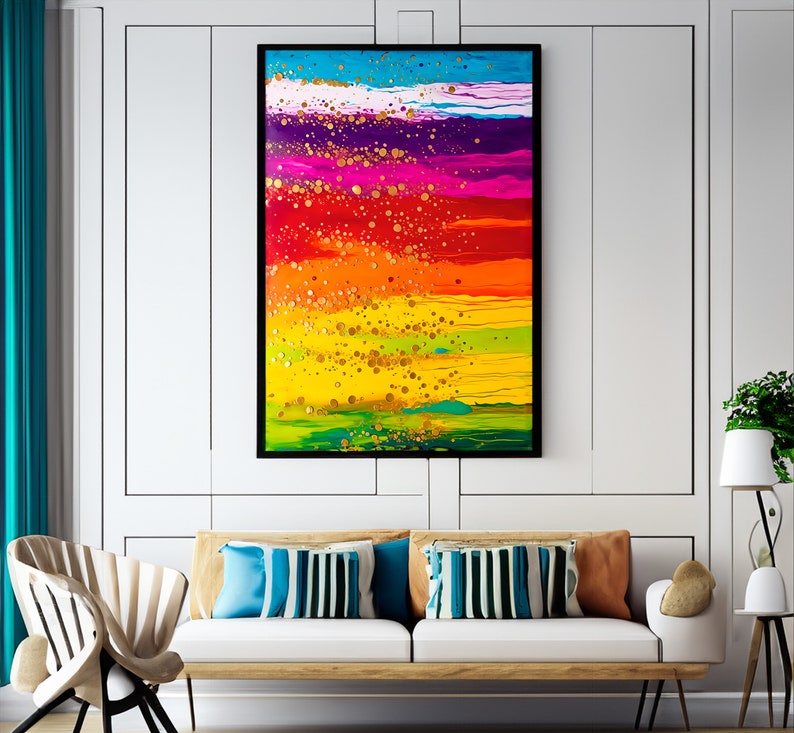 EXCLUSIVE Printable Abstract Oil RAINBOW Paint Gold Drops Splash ...
