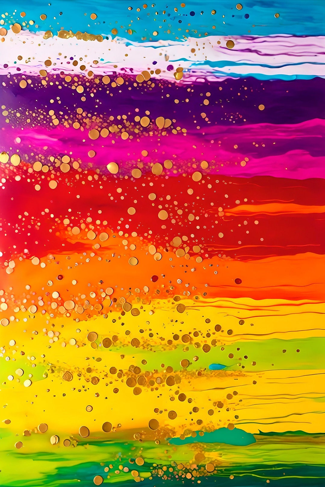 EXCLUSIVE Printable Abstract Oil RAINBOW Paint Gold Drops Splash ...