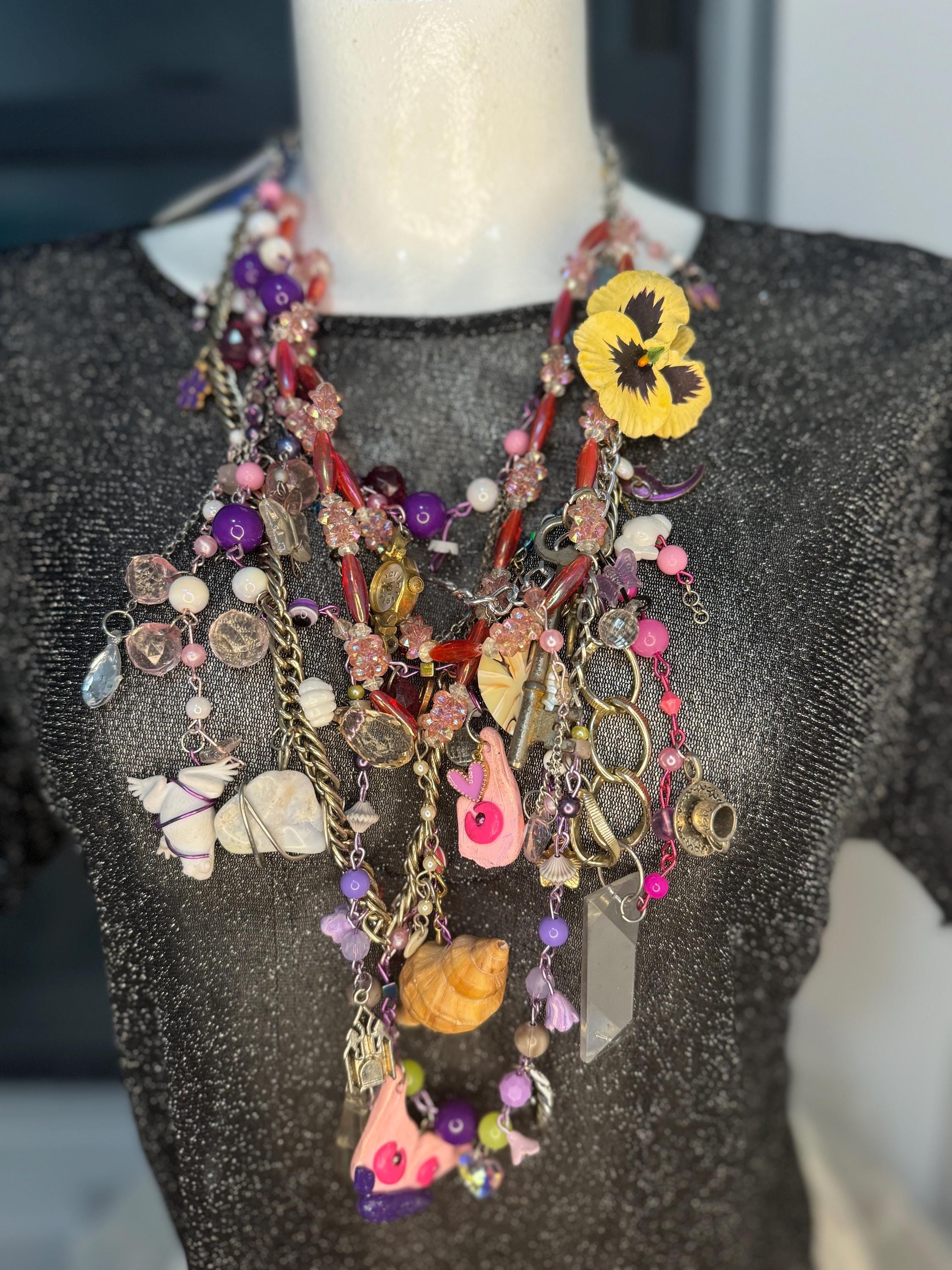 Pink, Purple Fairy Mermaid Fantasy Garbage Necklace - Etsy